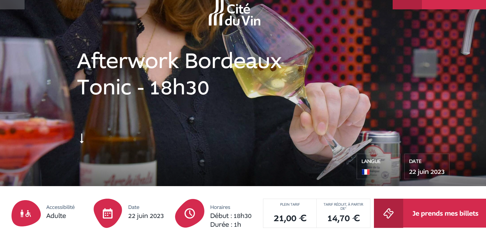 Afterwork Bordeaux Tonic à la Cité du Vin: jeudi 22 juin 2023 – FrenchWineLove